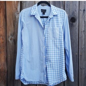 J. Crew | Tops | J Crew Blue White Checkered Plaid Button Down Boy Shirt | Poshmark